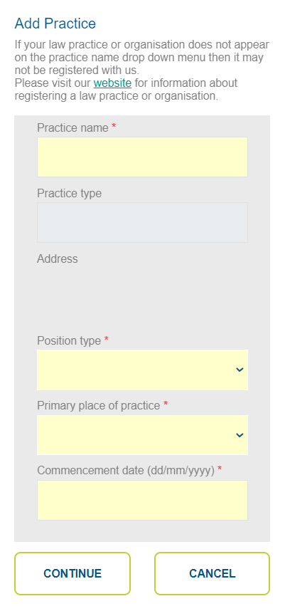 Changing my practising certificate type | VLSBC